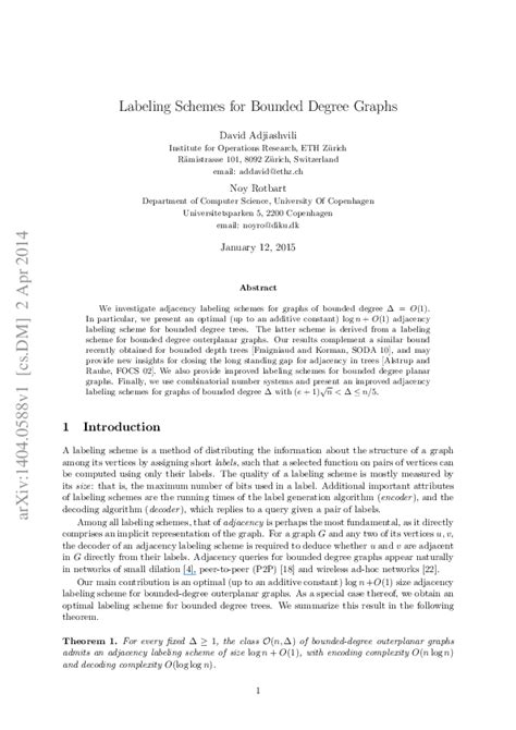 Pdf Labeling Schemes For Bounded Degree Graphs Noy Rotbart And David Adjiashvili