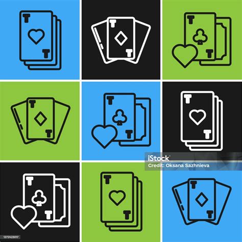 하트와 라인 재생 카드 클럽 기호와 카드 재생 및 다이아몬드 아이콘과 카드 재생 벡터 가능성에 대한 스톡 벡터 아트 및 기타