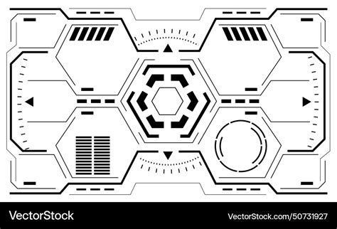 Hud Sci Fi Interface Screen View Black Hexagon Vector Image