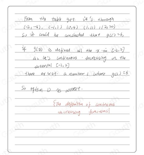 Solved The Table Above Gives Values Of A Function G At Selected Values Of X Which Of The