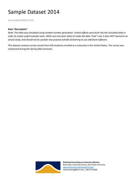 Data Definition Activity Statistical Consulting At University Libraries Room University