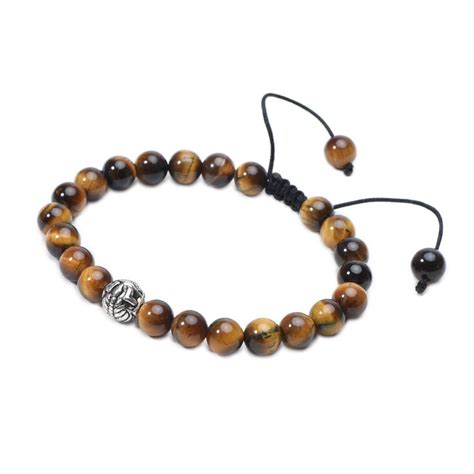 Tiger Eye Stone Beaded Braided Adjustable Bracelet For Men Tiger Eye