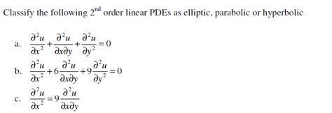 Solved Classify The Following 2nd Order Linear Pdes As
