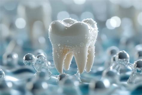 Microscopic View Of A Sparkling Clean Tooth Being Protected By Nano