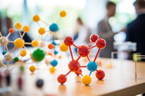 science lab with molecular models premium ai generated image