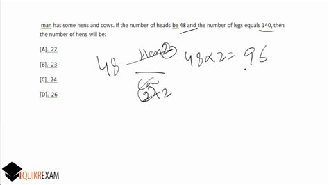 Easy Math Method Hen Cows Legs And Heads Problems Quikr Exam