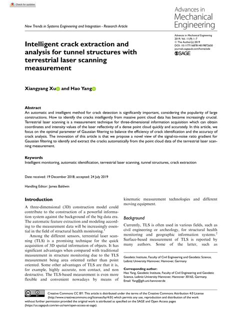 Pdf Intelligent Crack Extraction And Analysis For Tunnel Structures With Terrestrial Laser