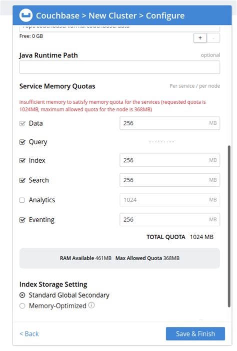 Couchbase With Docker Maximum Allowed Quota For The Node Is 368mb Error Although Docker Has 3gb