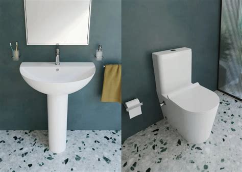 طقم حمام تايتن مرحاض ملاصق كامل ذاتى الغلق و حوض 70 سم عامود طويل من