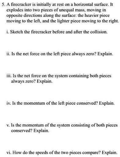 Solved A Firecracker Is Initially At Rest On A Horizontal Surface It