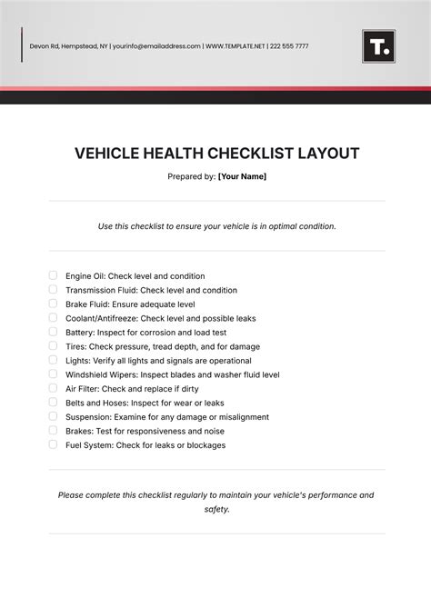 Free Rental Vehicle Checklist Template To Edit Online