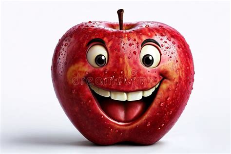 A Apple With A Funny Face On It S Head Stock Illustration