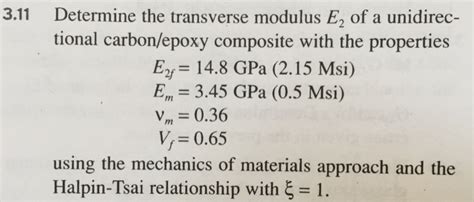 solved determine the transverse modulus e 2 of a