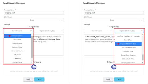 Zoho Crm Using Merge Fields From Related Modules In Sms Messages