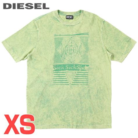 【楽天市場】 Diesel ディーゼル メンズ ガーメントダイ加工 プリント コットン 半袖tシャツ カットソー【t Just C7】【サイズxs】【グリーン】die M T F4 4j1
