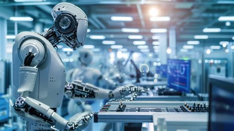 A High Tech Robotics Lab Engineers Working On Advanced Ai Machines Resplendent Stock Image