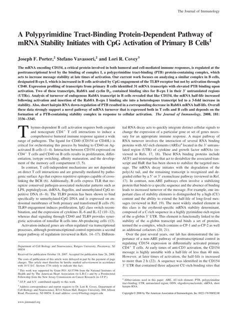 Pdf A Polypyrimidine Tract Binding Protein Dependent Pathway Of Mrna