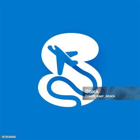 비행기 흔적이 있는 문자 S 로고 네거티브 스페이스 스타일 아이콘입니다 평면 네비게이터 포인터입니다 공항에 대한 스톡 벡터 아트