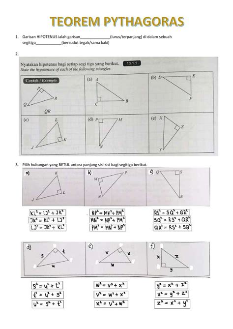 Teorem Pythagoras Interactive Worksheet Live Worksheets
