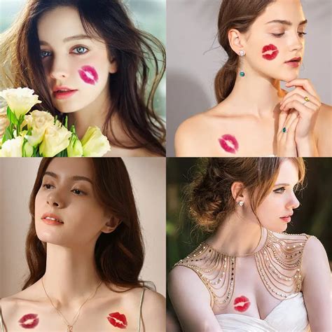 Hojas De Tatuajes Temporales De Labios Rojos Calcoman As De Tatuajes Falsos Calcoman As De