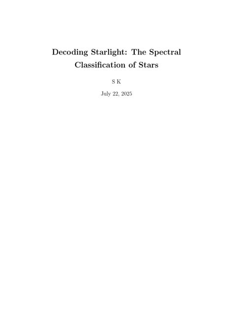 Spectral Classification Of Stars Pdf Stars Astronomy