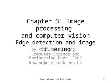 ppt chapter 3 image processing and computer vision edge detection and image filtering by prof