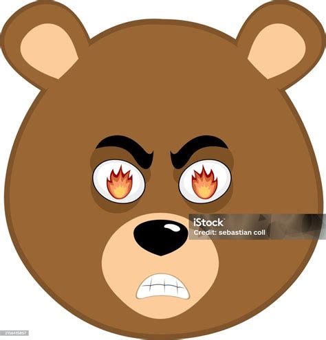 벡터 일러스트 레이 션 머리 곰 그리즐리 만화 분노 감정 화재 불꽃 눈 갈색에 대한 스톡 벡터 아트 및 기타 이미지 갈색