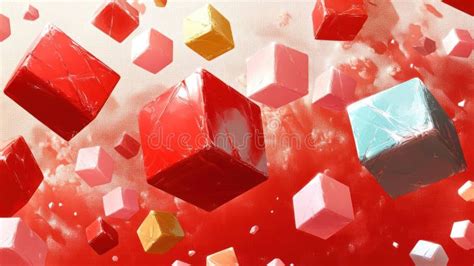 Colorful Floating Cubes Against A Gradient Background Creating A Surreal And Dynamic Effect