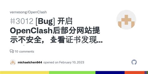 [bug] 开启openclash后部分网站提示不安全，查看证书发现不对。 · Issue 3012 · Vernesong Openclash · Github