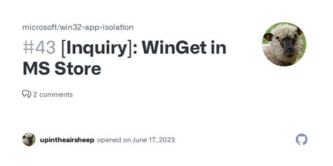 Inquiry Winget In Ms Store · Issue 43 · Microsoftwin32 App Isolation · Github