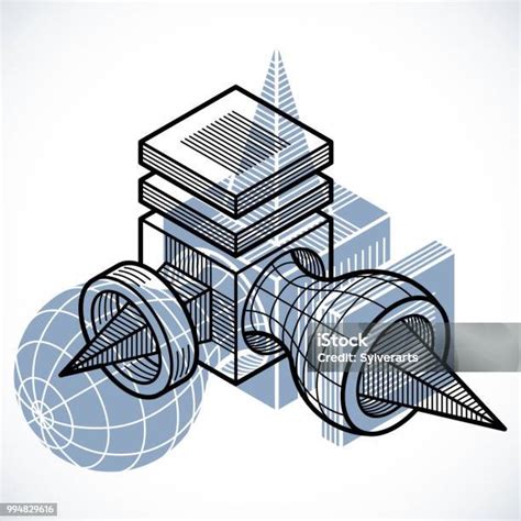 기하학적 그림을 사용하여 만든 추상 벡터 등분형 치수 셰이프 0명에 대한 스톡 벡터 아트 및 기타 이미지 0명 3차원 형태 건설 산업 Istock