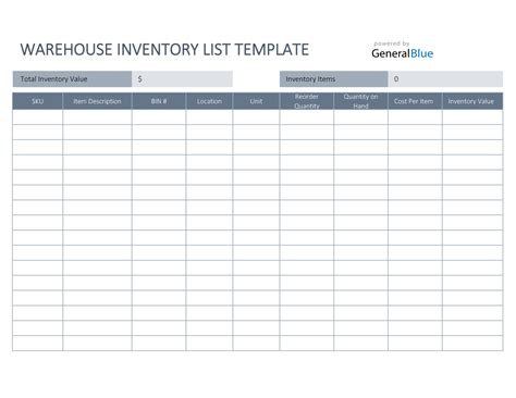 Warehouse Inventory Template In List Template Label Templates Excel Templates