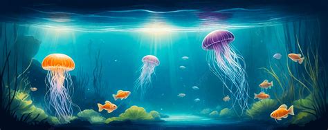수중 생활 웹 배너 디자인 수중 생활 견적 빛나는 수중 동굴 배경 일러스트 및 사진 무료 다운로드 Pngtree