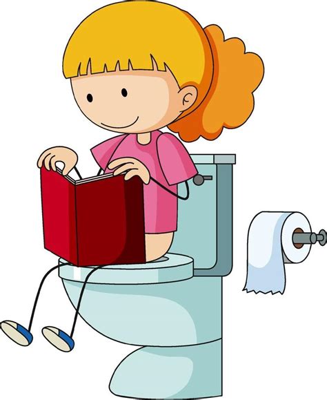 A Girl Reading Book While Sitting On Toilet Doodle Cartoon Character 2062784 Vector Art At Vecteezy