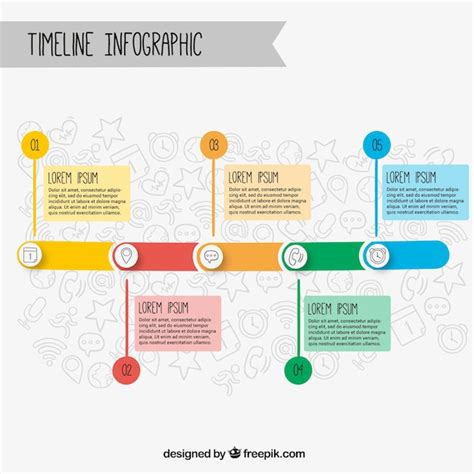 Timeline Infographic With Five Options And Hand Drawn Elements Vector