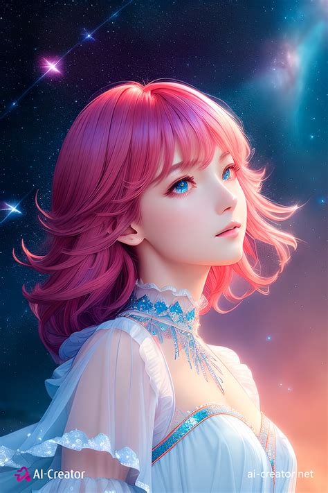 【ai绘画作品 12】星空少女aicreator官方 站酷zcool
