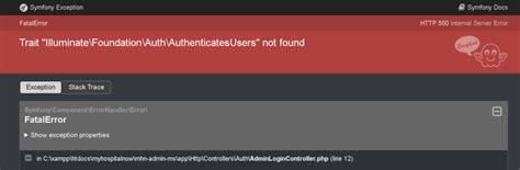 Resolving FatalError Trait Illuminate Foundation Auth