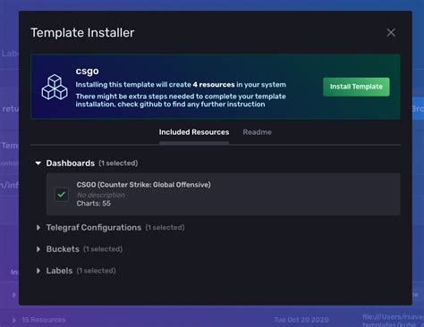 i would like to import a dashboard from an influxdb template · issue