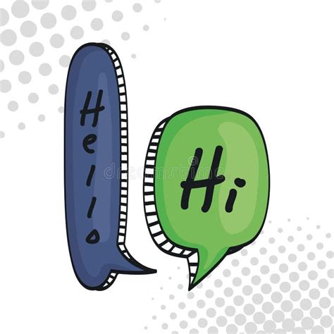Two Speech Bubbles Drawn With Hi And Hello Message Stock Vector
