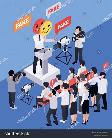 Fake News Disinformation Propaganda Isometric Composition Stock Vector