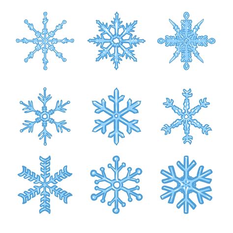 Vector Set Of Blue Cartoon Snowflakes Premium Vector