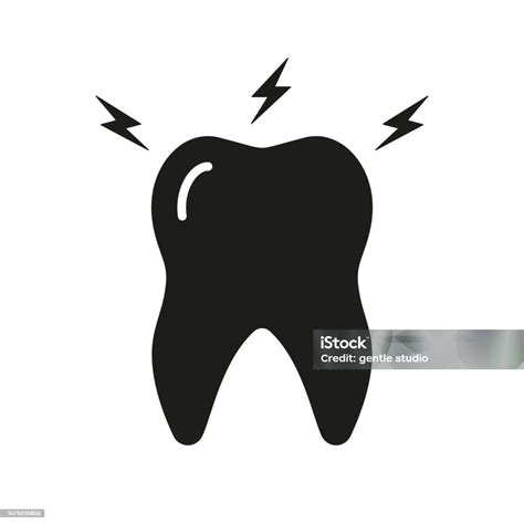치통 실루엣 아이콘입니다 치아 통증 구강 건강 관리 문제 글리프 픽토그램 치아 통증 민감성 또는 고통 치과 치료 솔리드 사인 치과 기호입니다 고립된 벡터 그림 건강 진단에