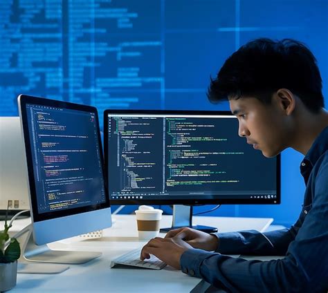 Coder Engineer Working With His Pc Premium Ai Generated Image