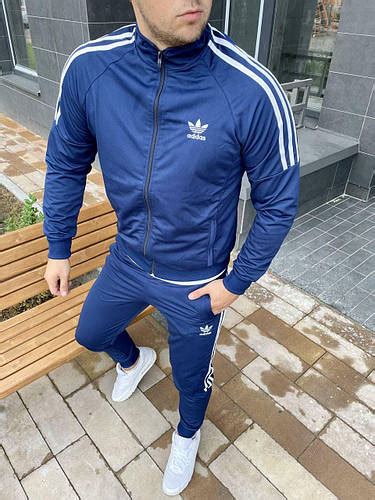 Мужской спортивный костюм Adidas синий без капюшона Адидас из лакосты ...