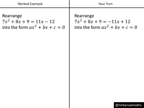Rearranging Quadratic Equations Variation Theory