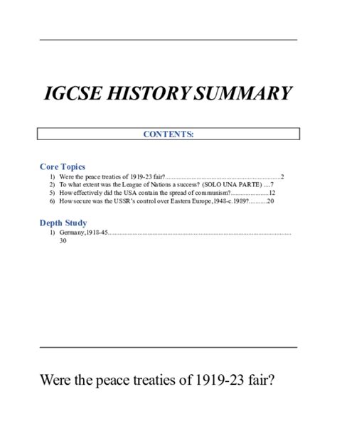 Doc Igcse History Book Summary Part 1