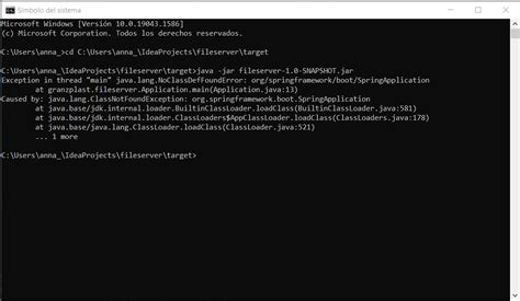 Spring Exception When Execute Jar File From Cmd Stack Overflow