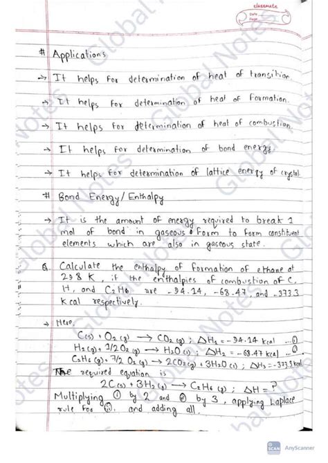 Chemical Thermodynamics Global Notes