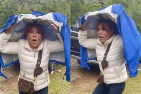 Magaly Medina는 옥사 팜파에서 성주간을 보내고 예상치 못한 비에서 도망칩니다 “내 머리카락 ” Infobae