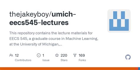 Github Thejakeyboyumich Eecs545 Lectures This Repository Contains The Lecture Materials For